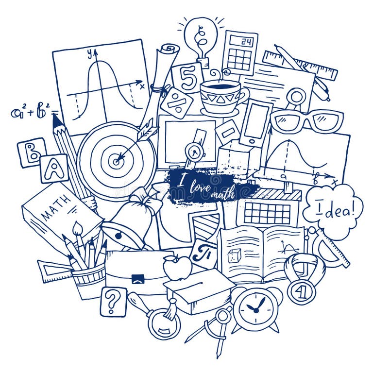 Mathematics Science Theme. Hand Drawn Pattern about School and Learning ...