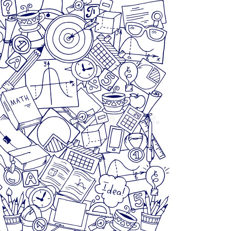 Mathematics Science Theme. Hand Drawn Pattern about School and Learning ...