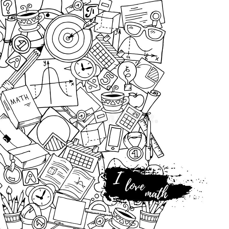 Mathematics Science Theme. Hand Drawn Pattern about School and Learning ...
