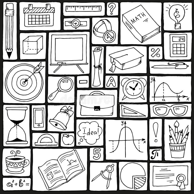 Science Math Theme. School Vector Background. Doodle Style Seamless ...