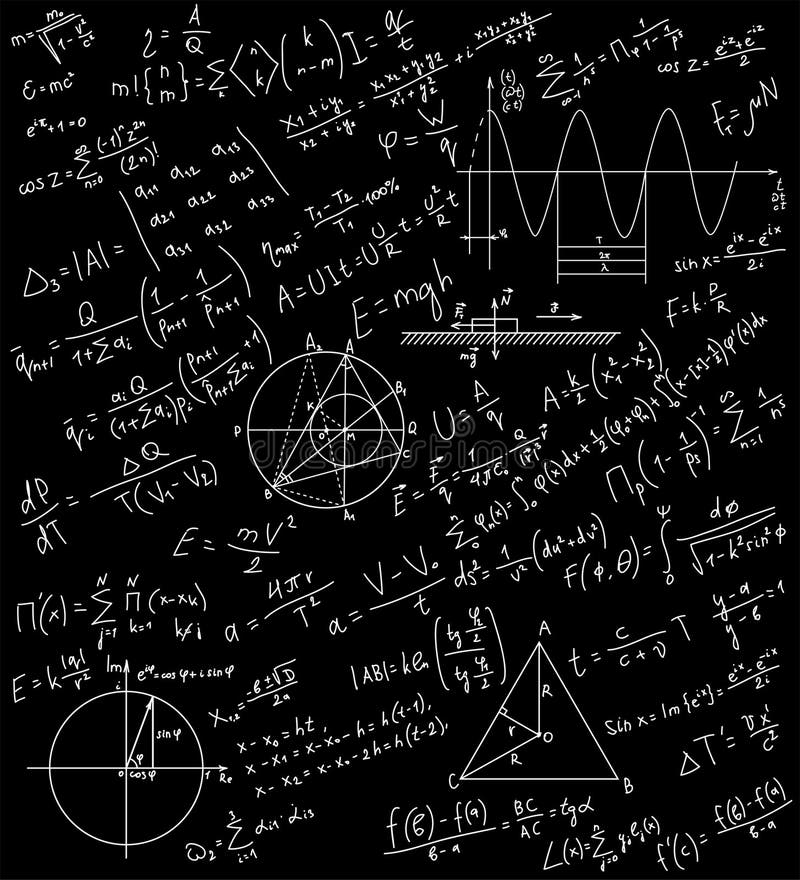 Mathematics Symbol on School Blackboard. Science Chalk Pattern ...