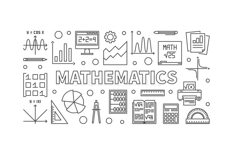 Mathematics Vector Line Horizontal Banner Stock Vector - Illustration ...