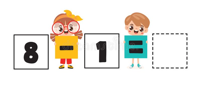 Mathematics Worksheet for Four Operations Stock Illustration - Illustration of minus, sheet ...