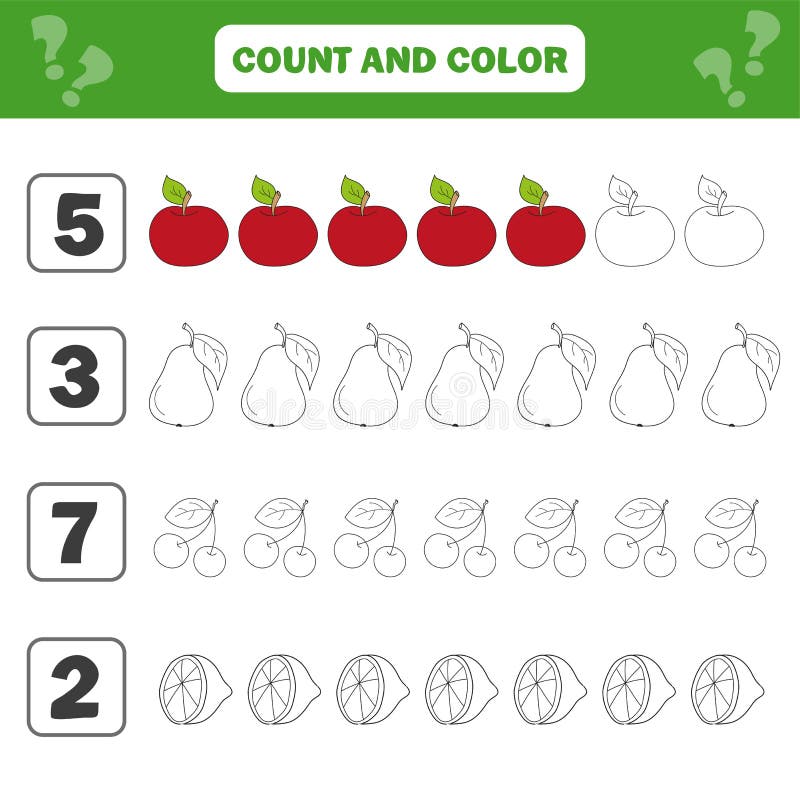Mathematics Worksheet for Kids. Count and Color Educational Children ... Mathematics Worksheet for Kids. Count and Color Educational Children ...