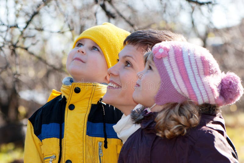 Mather and Children in Park Stock Photo - Image of people, happiness ...