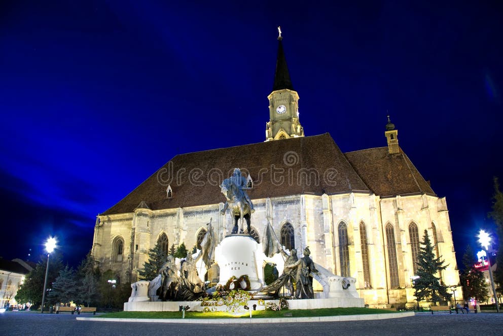 Mathias Rex Statue and Saint Michail Church Stock Image - Image of ...
