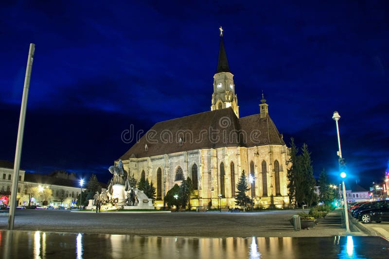 Mathias Rex Statue and Saint Michail Church Stock Photo - Image of ...
