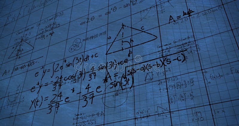 Mathmatical Calculations in Black Floating Over a Blue Background 4k ...