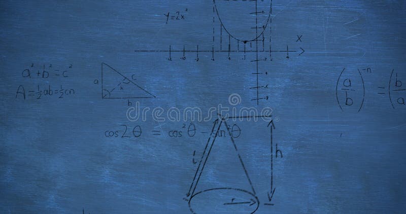 Mathmatical Calculations in Black Floating Over a Chalkboard Background ...