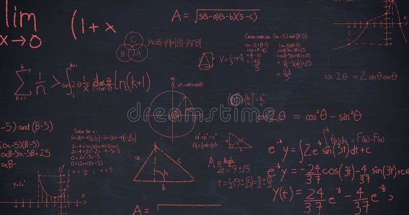 Mathmatical Calculations in Red Floating Over a Dark Background 4k ...