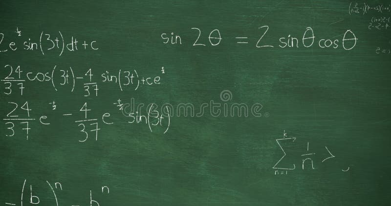 Mathmatical Calculations Falling To Green Chalkboard Background 4k ...