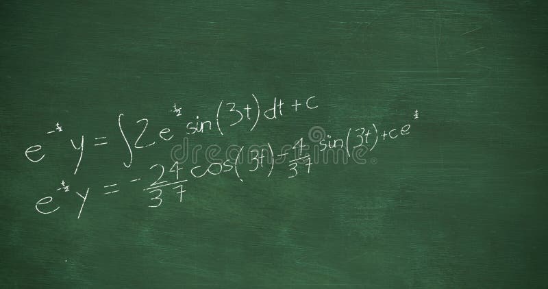 Mathmatical Calculations Written in Chalk Floating Above Green ...