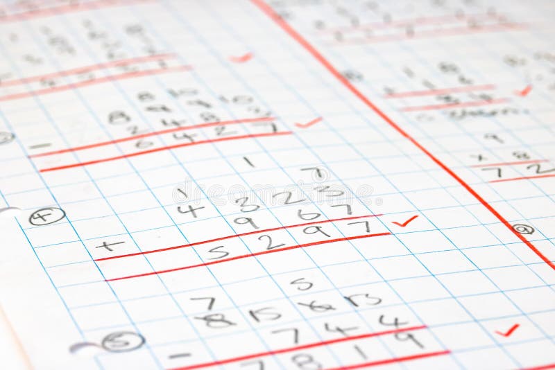 Elementary School Mathematics School Exercise Book Test Exam Stock ...