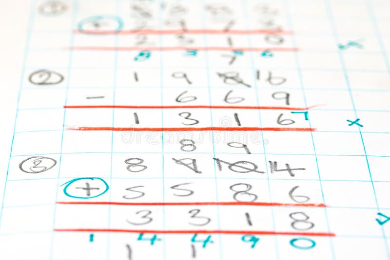 Elementary School Mathematics School Exercise Book Test Exam Stock ...