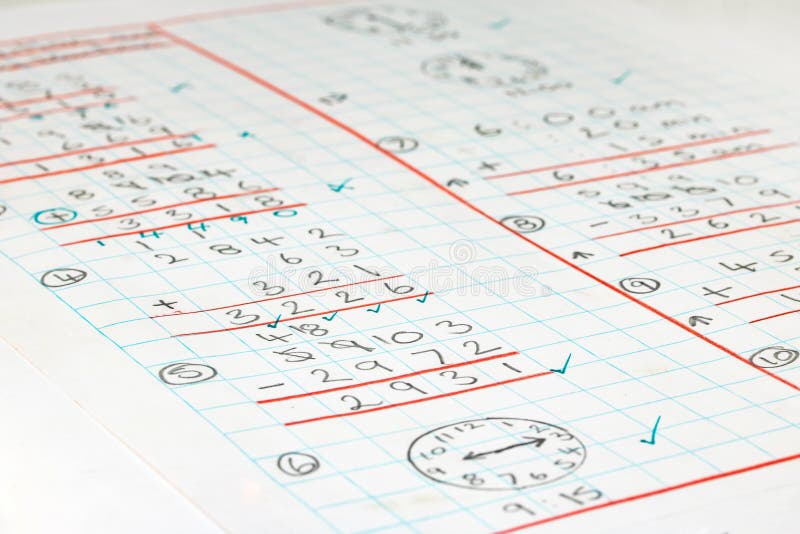 Elementary School Mathematics School Exercise Book Test Exam Stock ...