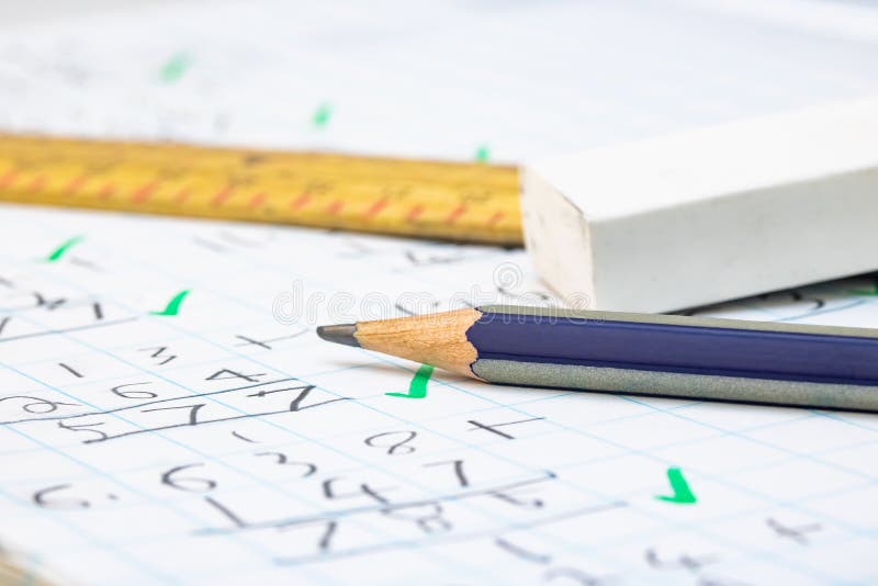 Elementary School Mathematics School Exercise Book Test Exam Stock ...