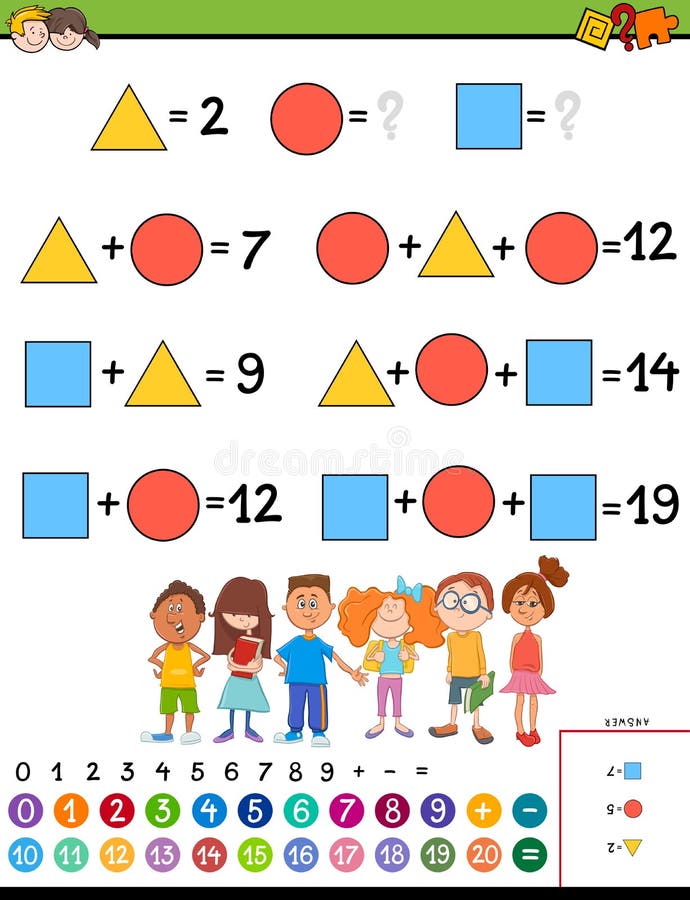 Maths Calculation Educational Game for Children Stock Vector ...