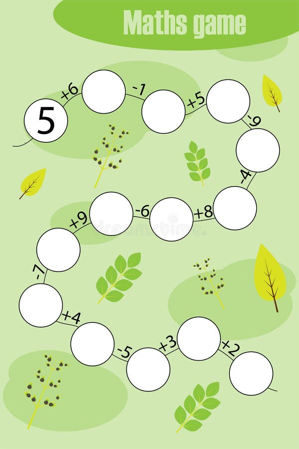 Maths Chain Game with Spring Pictures for Children, Education Game for ...