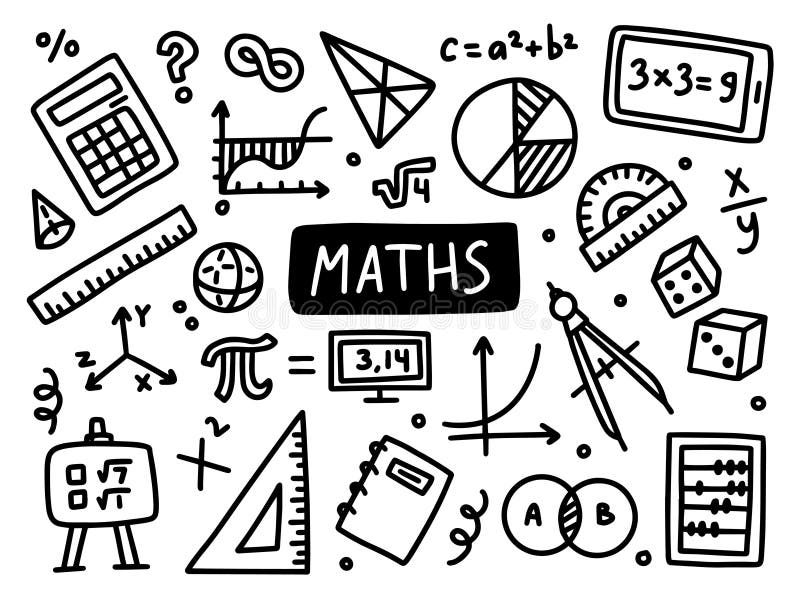 Maths Doodle Line Set School University. Outline Subject Stock Vector ...