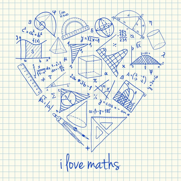 Maths Drawings in Heart Shape Stock Illustration - Illustration of ...