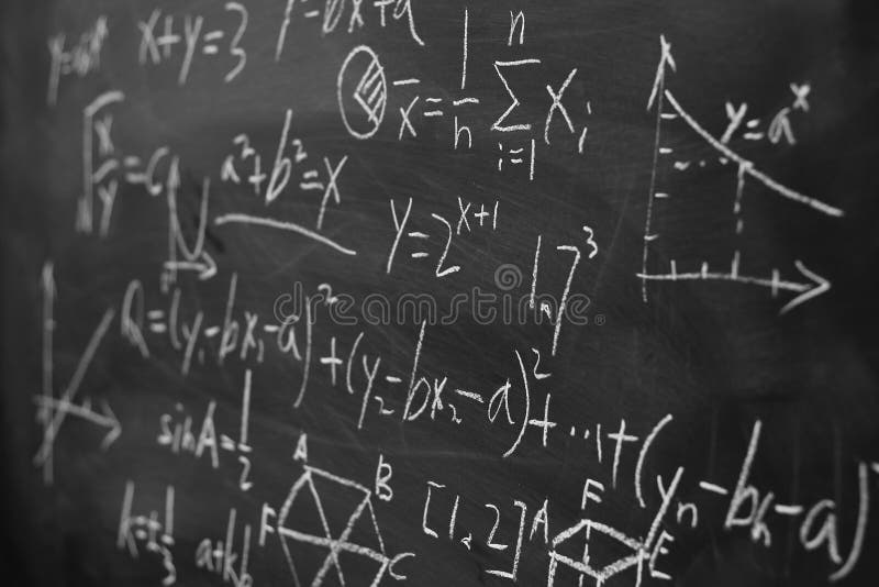 Maths Formulas on Chalkboard Background Stock Photo - Image of green ...