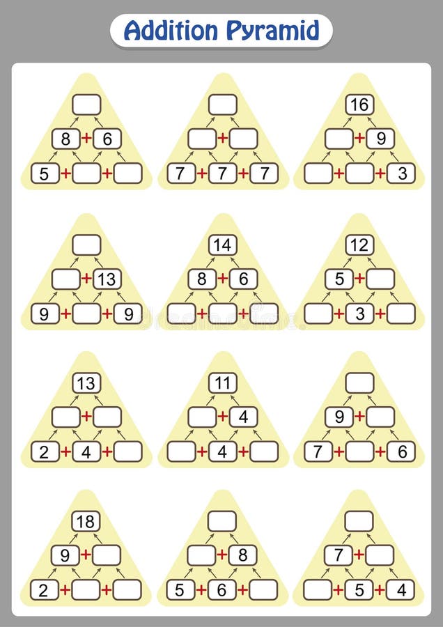 Maths Pyramids, Complete the Missing Numbers, Math Worksheet for Kids ...