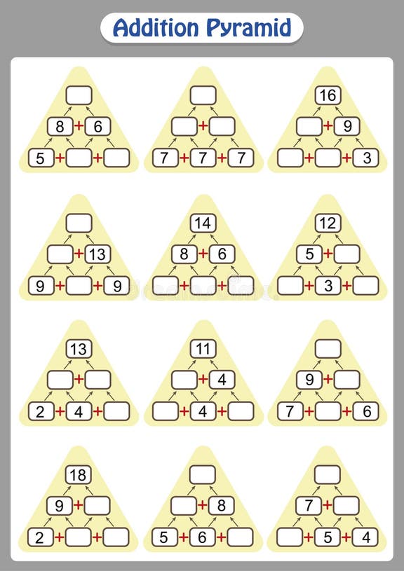 Maths Pyramids, Complete the Missing Numbers, Math Worksheet for Kids ...