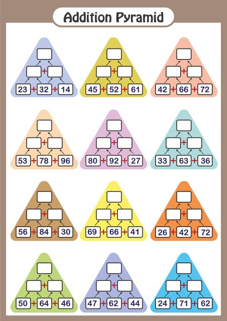 Maths Pyramids, Complete the Missing Numbers, Math Worksheet for Kids ...