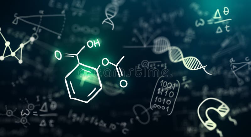 Maths and Science Formula on Black Board. 3D Illustration Stock ...