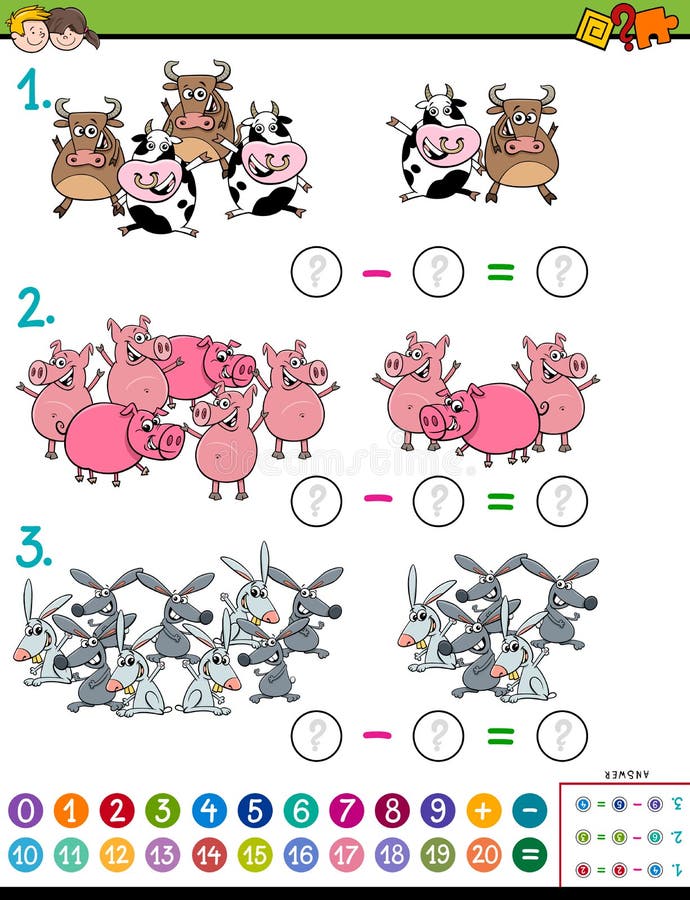 Maths Subtraction Educational Task for Children Stock Vector ...