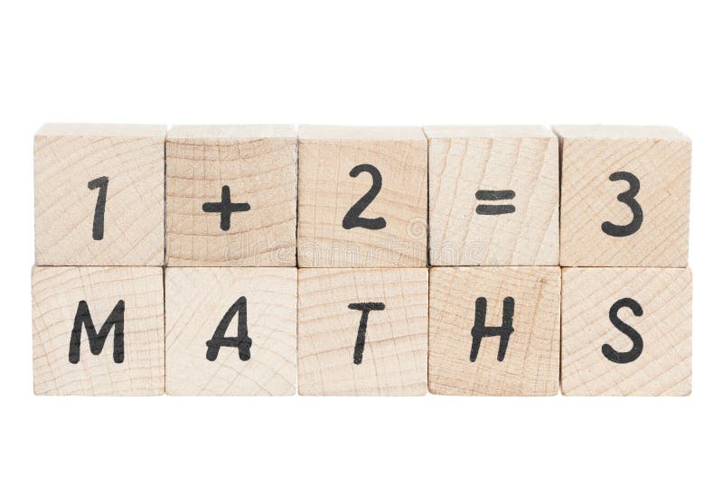 Maths Sum with Wooden Blocks. Stock Image - Image of problem, easy ...