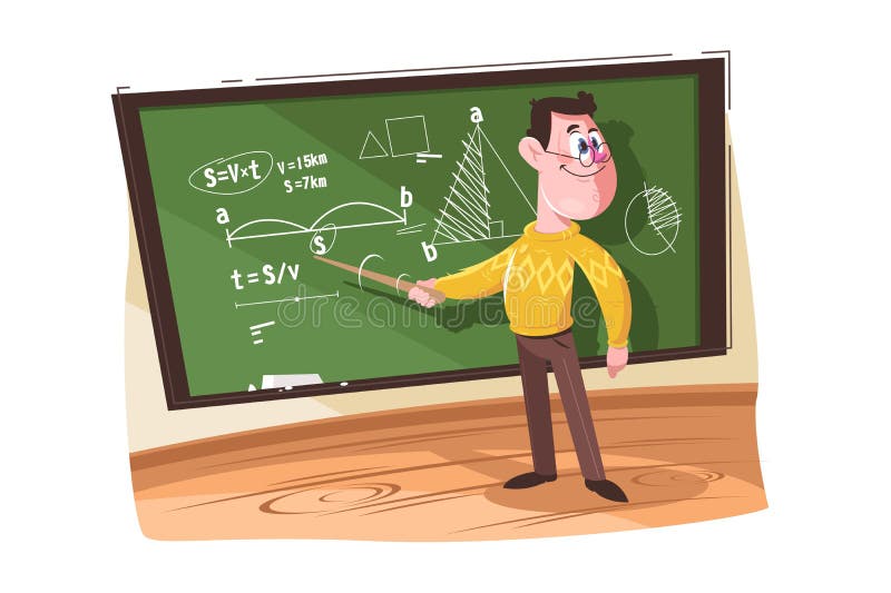 Maths Teacher Pointing at Different Formulas Stock Vector ...