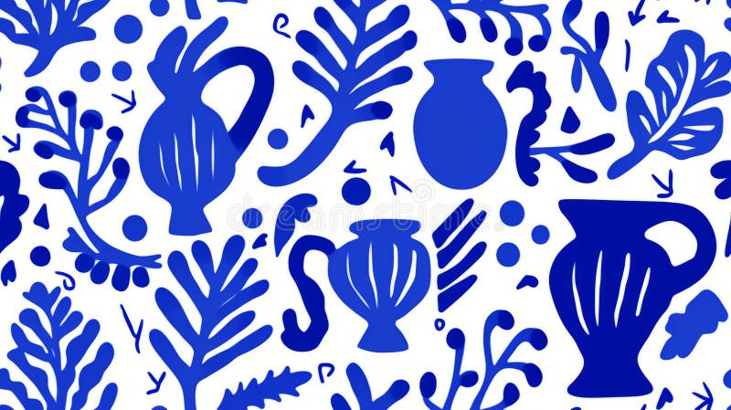 Matisse Abstract Shape Seamless Pattern. Cutout Shape of Algae and ...