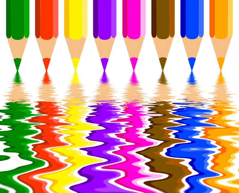 Matite Colorate E Riflessione Illustrazione di Stock - Illustrazione di ...