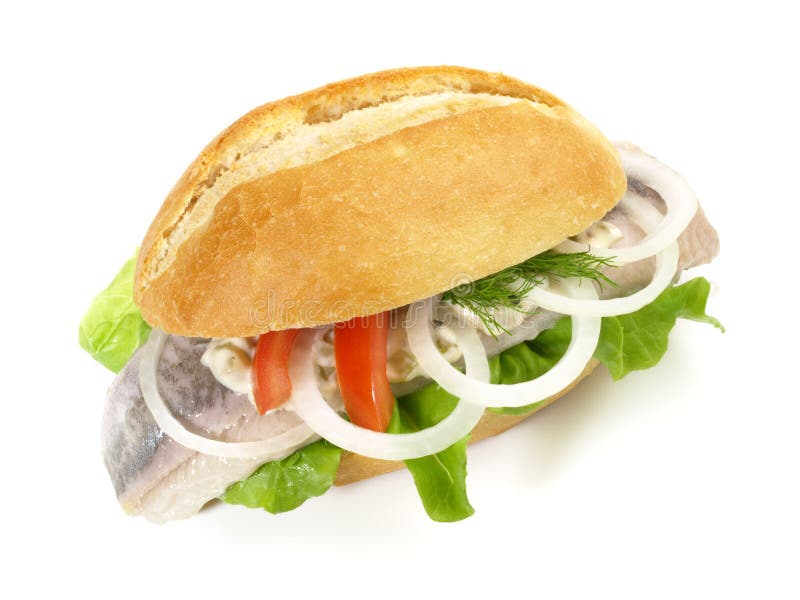 Matjes Herring - Fish Bun stock image. Image of loin - 152381519