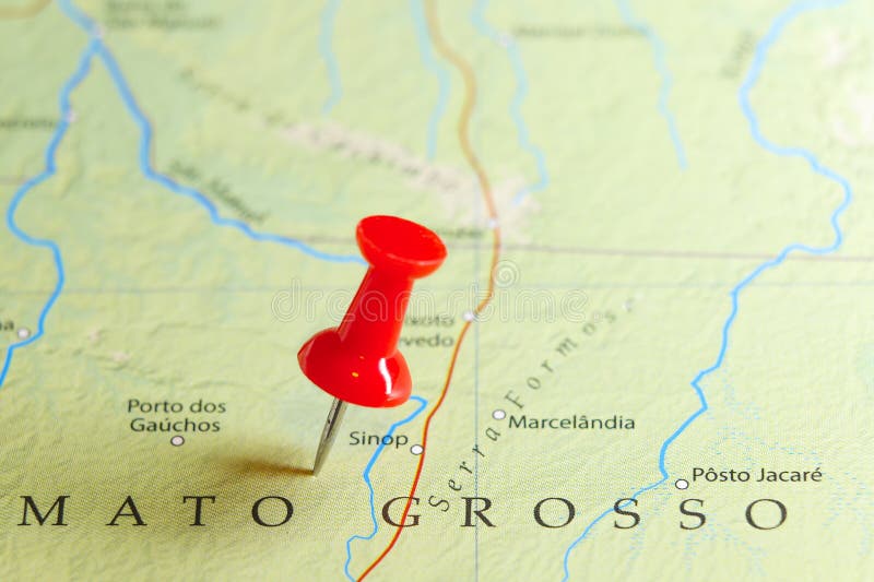 Mato Grosso, Brazil Pin on Map Stock Photo - Image of state, graphic ...