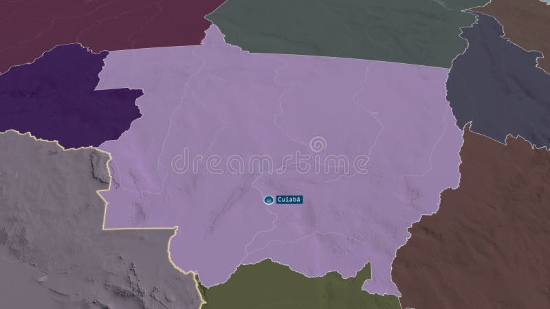 Mato Grosso, Brazil - Highlighted with Capital. Administrative Stock ...