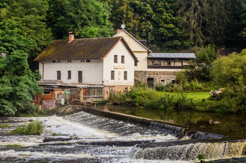 Matousovsky Mlyn Mill Weir at Luznice River, Czech Republ Stock Image ...