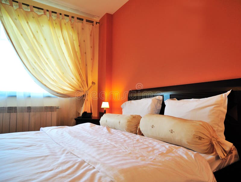 Elegant Matrimonial Twin Bed Stock Photo - Image of apartment ...