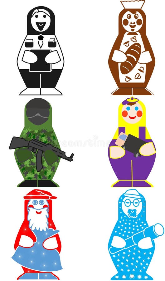 Matrioshka stock vector. Illustration of profession, soldier - 71060760