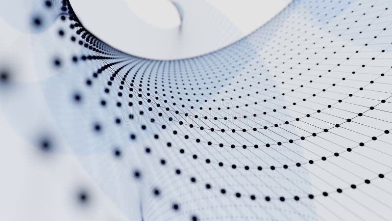 Matrix of Abstract Geometry with Blue Lines and Dots Waving and ...