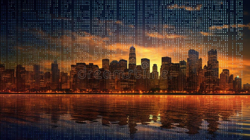 Matrix Acode and Megapolic Double Exposure. Concept of Modern ...