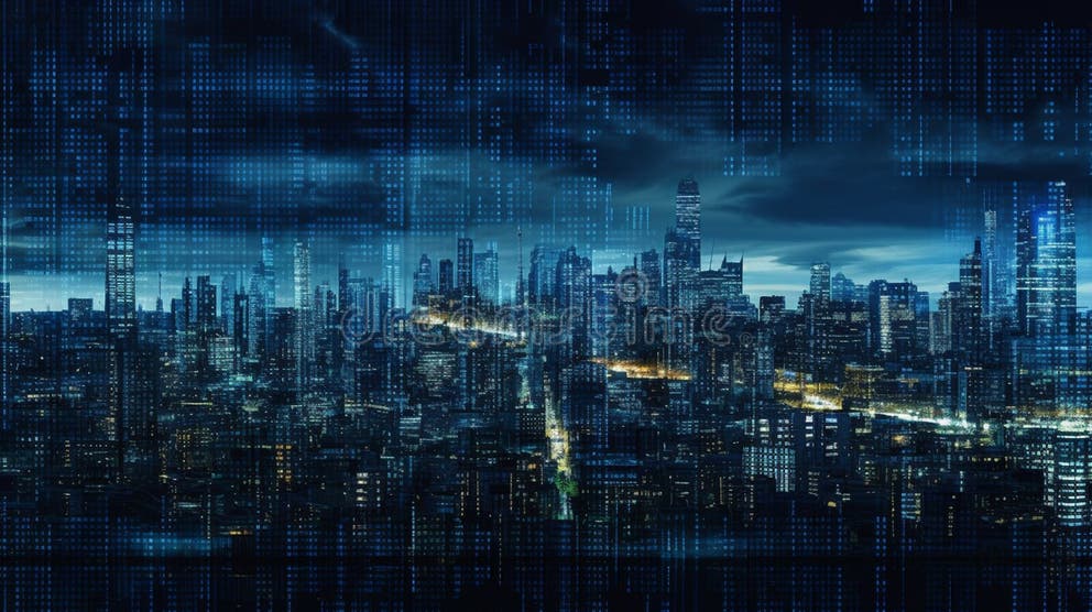 Matrix Acode and Megapolic Double Exposure. Concept of Modern ...