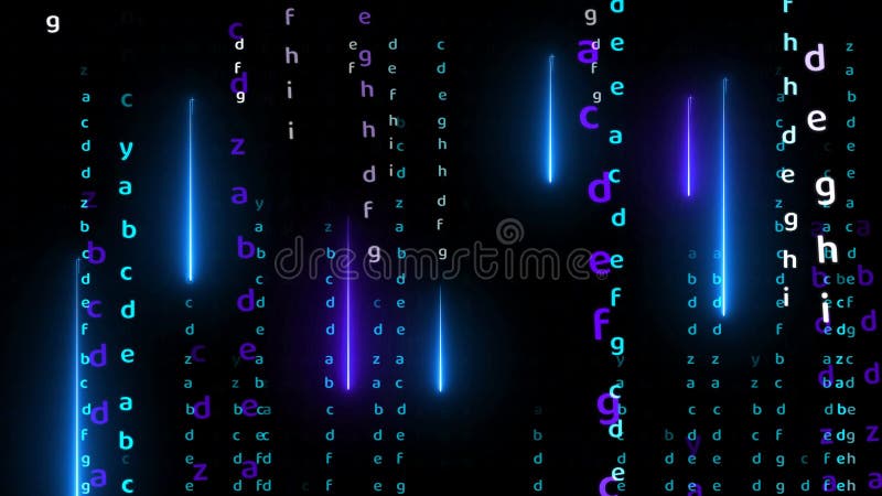 Matrix Alphabet and Blue Laser Abstract Light Effect Falling Stock ...