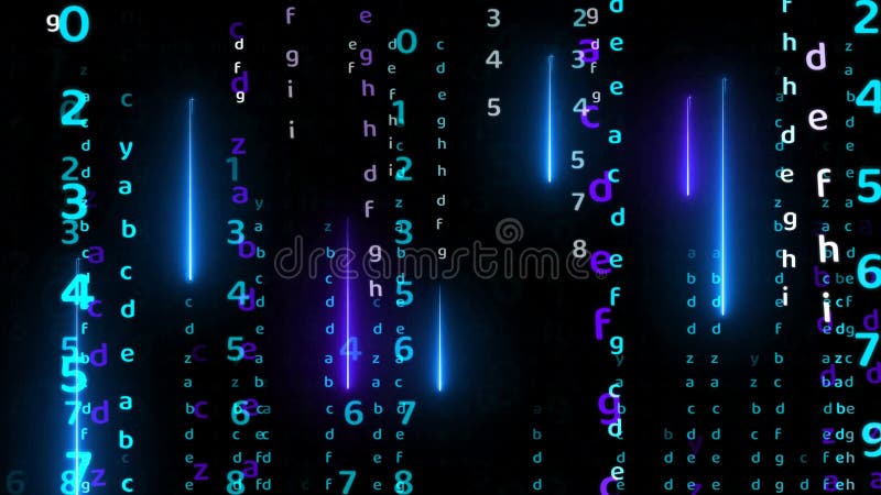 Matrix Alphabet and Blue and Purple Laser Abstract Light Effect Falling ...