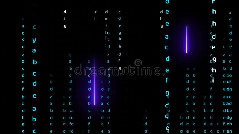 Matrix Alphabet and Violet Laser Abstract Light Effect Falling Stock ...