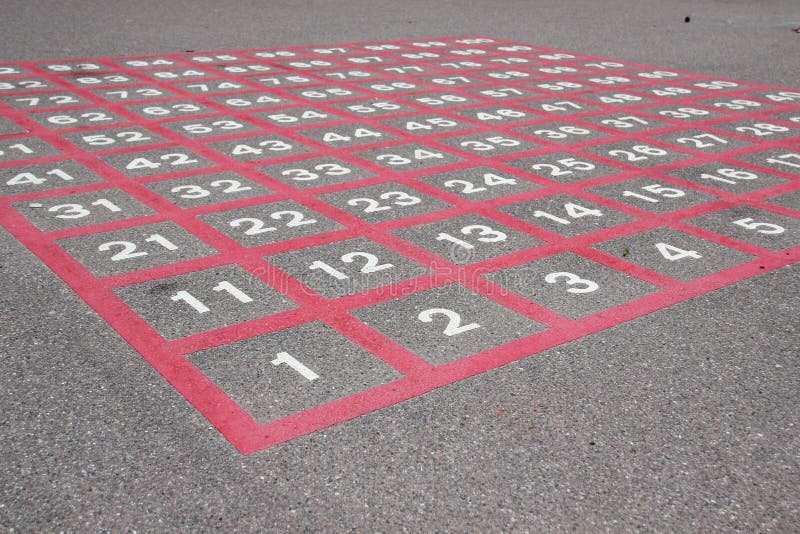 Matrix on Asphalt with White Numbers and Red Lines Stock Image - Image ...