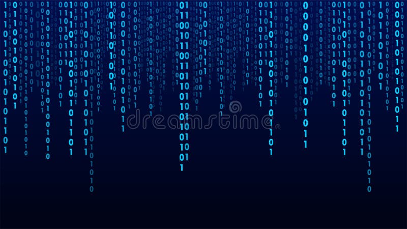 Matrix Background. Cyber Security with Binary Code. Rapidly Falling Randomly Blue Numbers ...