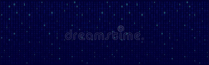 Matrix Background Cyber Security With Binary Code Rapidly Falling Randomly Blue Numbers