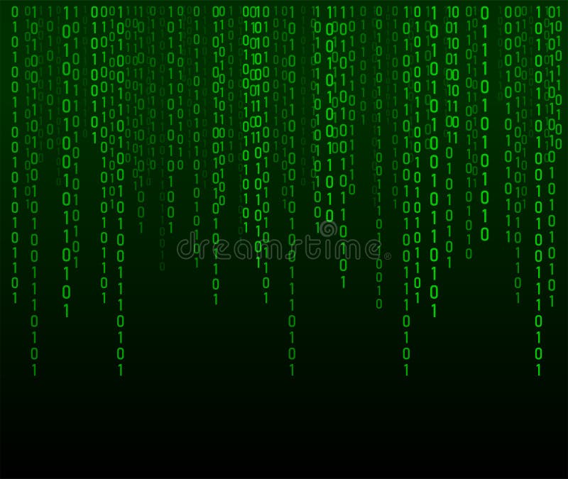 Matrix Background. Cyber Security with Binary Code. Rapidly Falling Randomly Blue Numbers ...